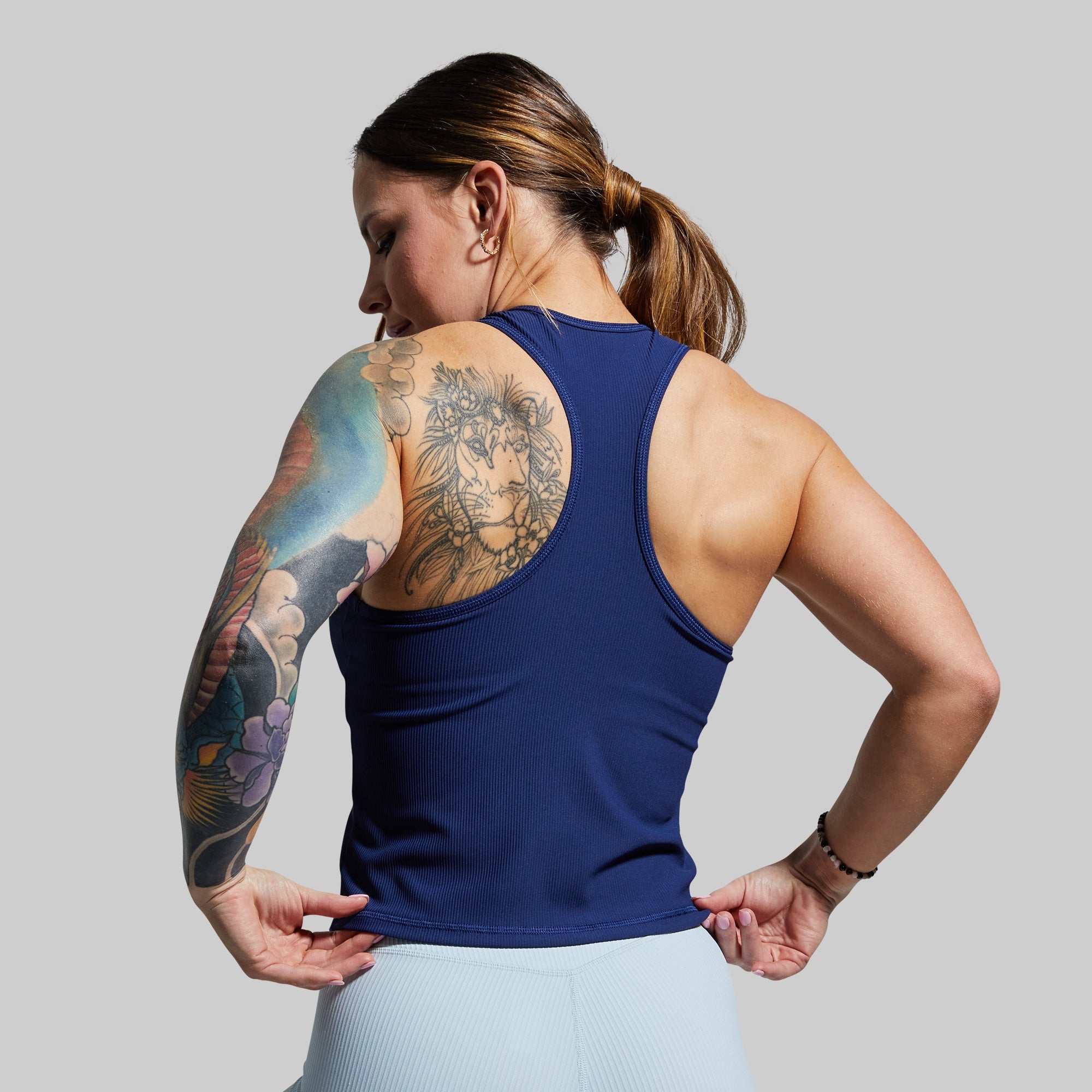 Navy Blue Ribbed Tank Top | Dark Blue Tank Top for Women – Born ...