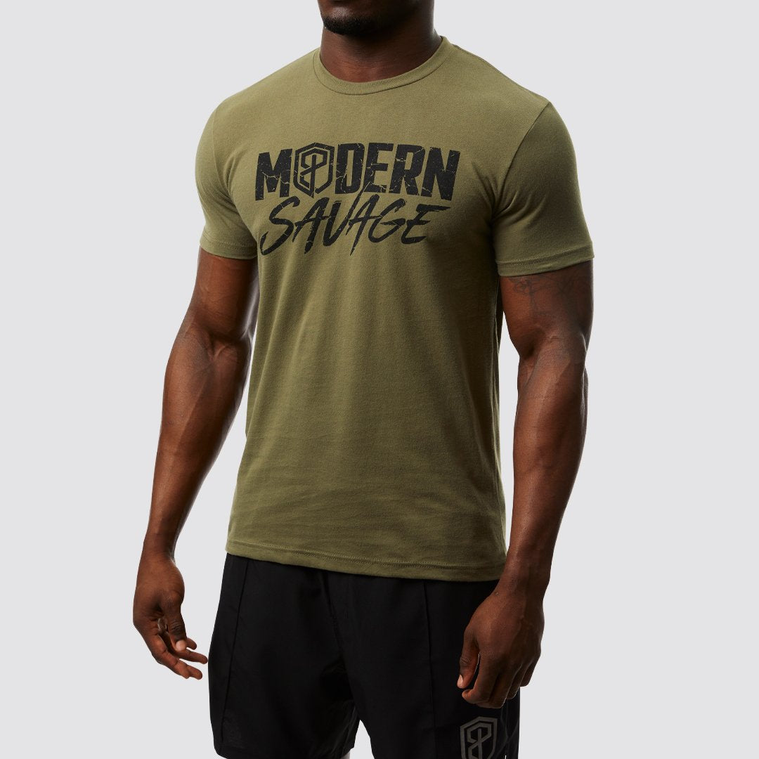 Modern Savage T-Shirt (Military Green) – Born Primitive Australia